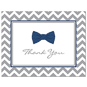 50 Cnt Little Man Bow Tie Baby Shower Thank You Cards (Navy)