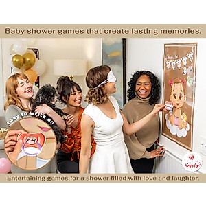 Party Hearty Funny Baby Shower Games for Girl, Pin The Pacifier on The Baby Game, Where is The Baby’s Binky, Pin The Dummy on The Baby