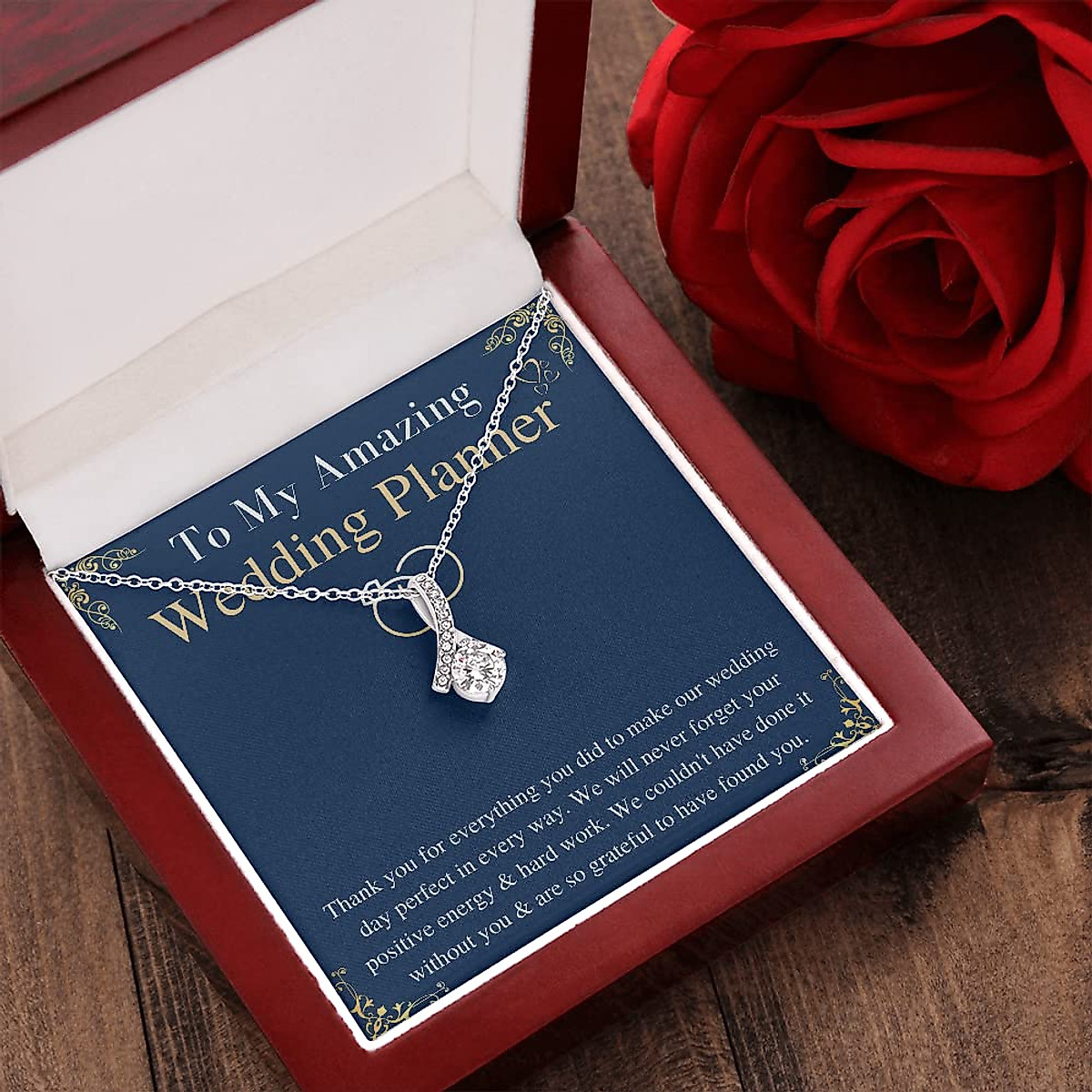 Meaningful Jewelry Gifts For Wedding Planner Necklace from bride and groom Thnak you gift for Event Organizer Jewelry for Wedding Ceremony Keepsake gift with Message Card (Standard Black Box)
