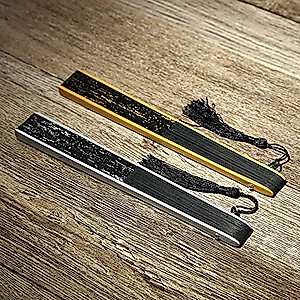 BICCQ Hand Held Folding Fan Chinese Classical Men's and Women's Portable Display Gifts (Gold,Silver) (Color : Silver)