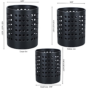 STANFORD Utensil Holder for Countertop x3, Metal Utensil Holder Spoon Holder for Home, Kitchen and Office, Black (3)