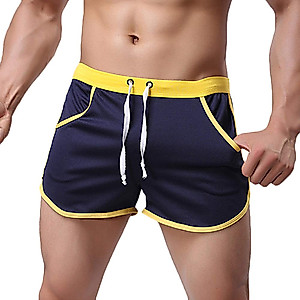 Rexcyril Men's Running Workout Bodybuilding Gym Shorts Athletic Sports Casual Short Pants Small Navy