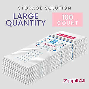 DiRose Breast Milk Storage Bags - Leak-Proof 100 Count Double Zipper 6 oz Capacity Extra Thick and Seal BPA/BPS Free/Disposable Pouches | Self-Standing Bag for Long and Safe Storing