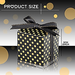 100 Pcs Black Gold Gift Boxes Wedding Candy Party Favor Boxes Small Treat Boxes with Lids 2 x 2 x 2 Inches Small Gift Boxes for Adults, Bridesmaid, Groomsmen, Cupcakes, Bridal, Baby Shower, Christmas