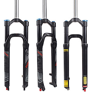 【US STOCK】 LUTU 26/27.5/29 Air MTB Suspension Fork, Rebound Adjust Straight Tube 28.6mm QR 9mm Travel 120mm Manual/Crown Lockout Mountain Bike Forks, Ultralight Gas Shock XC Bicycle (Black, 27.5)