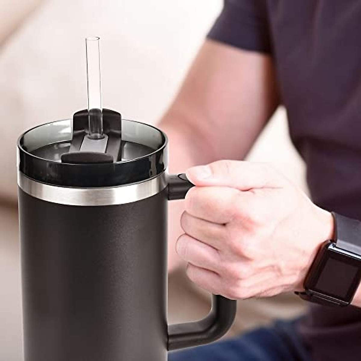 Replacement Straw for 40 oz Stanley Tumbler with Handle, 10 Pack Extra Long Straight Reusable Clear Straws with 2 Cleaning Brushes for Stanley Adventure Quencher Travel Cup Water Bottle Accessories