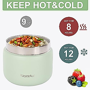 KeyzzAut 9oz Soup Thermos for Hot Food Wide Mouth Vacuum Insulated Food Jar 304 Stainless Steel Lunch Storage Dishwasher Safety Food Soup Container for School, Office, Outdoor (Green)