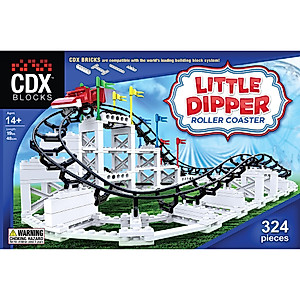 CDX Blocks: Little Dipper - 324 Pcs, Building Brick Set, Gravity Powered Roller Coaster Model, Promotes STEM Learning