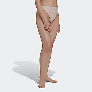 Adidas Women's Micro Flex Thong Panty Underwear, Peach Whip/White, X-Large