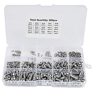 Screw 285Pcs/Set M2/M3/M4/M5/M6 Machine Screw Stainless Steel Screws Set for Laptop/Hard Disk/Keyboard/Phone/PC Brass Screw tapa