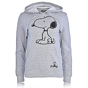 Peanuts Ladies Snoopy Fashion Hoodie - Ladies Classic Snoopy Fleece Sweatshirt Foil Sweatshirt (Heather Grey, 3X-Large)