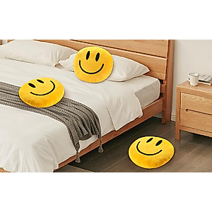suppies Smiley Face Pillow - Soft Polyester Happy Face Pillow -14" X 14" Cute Pillow for Cute Room Decor - Living Room Decor - Toy - Birthday Gifts for Boys and Girls - 3D Round Throw Pillow