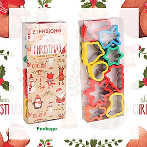 ETERSION Christmas Cookie Cutters 2" to 3.5" Cookie Cutters 9 Pieces Cookie Cutters Christmas Shapes