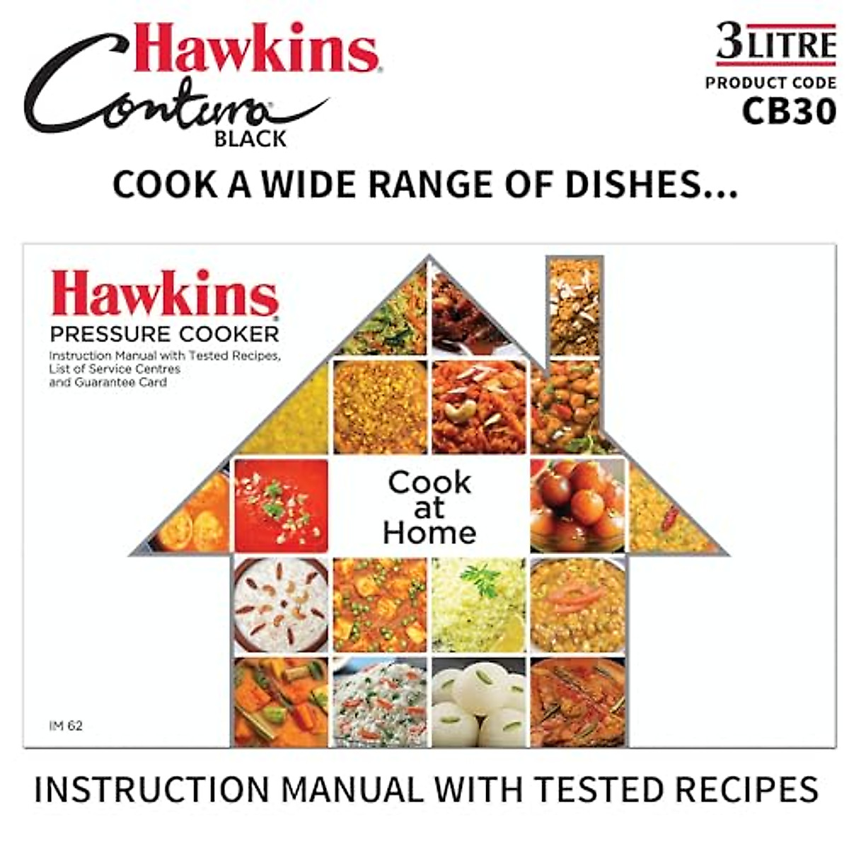 Hawkins CB30 Hard Anodised Pressure Cooker, 3-Liter, Contura Black