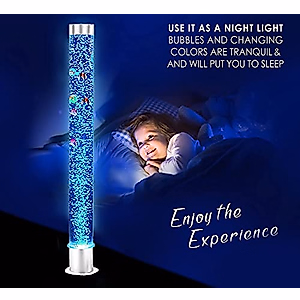 Playlearn 4 Foot LED Sensory Bubble Tube Lamp - Fake Fish Tank Bubble Light - Remote Control - With Secure Wall Mounted Bracket