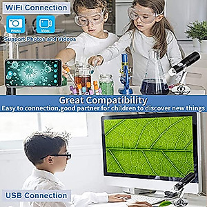 Necesa Wireless Digital Microscope,USB Microscope 50-1000 X Magnification Pocket Handheld Mini Portable WiFi Coin Microscopes Camera for Kids Children Student Adult Android iOS Phone Tablet Computer
