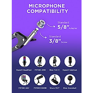 InnoGear Boom Arm Microphone Mic Stand for Blue Yeti HyperX QuadCast SoloCast Snowball Fifine Shure SM7B and other Mic, Medium