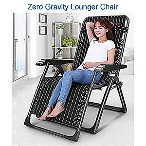 HOUKAI Household Stools Office Desk Chair Zero Gravity Patio Loungers Folding Camping Recliner Chair Sun Loungers Lawn Outdoor Office Beach Portable Garden Chair Supports 200Kg Black Very Practical