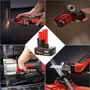 TENMOER 2 Pack 6.0Ah Compatible with Milwaukee M12 Battery Replacement for Milwaukee M12 12V Batteries 48-11-1860