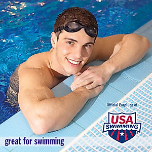 Mack's AquaBlock Swimming Earplugs, 3 Pair - Comfortable, Waterproof, Reusable Silicone Ear Plugs for Swimming, Snorkeling, Showering, Surfing and Bathing (Clear)