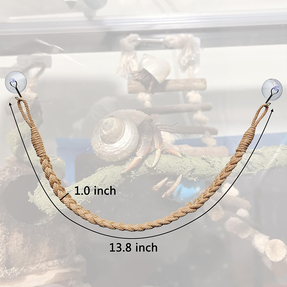 2 Pack 13.8" Hermit Crab Climbing Toys, Hanging Hermit Crab Rope Ladder, Hermit Crab Supplies, Reptile Vines Toys, Reptile Tank Terrarium Accessories, Habitat Decor for Leopard