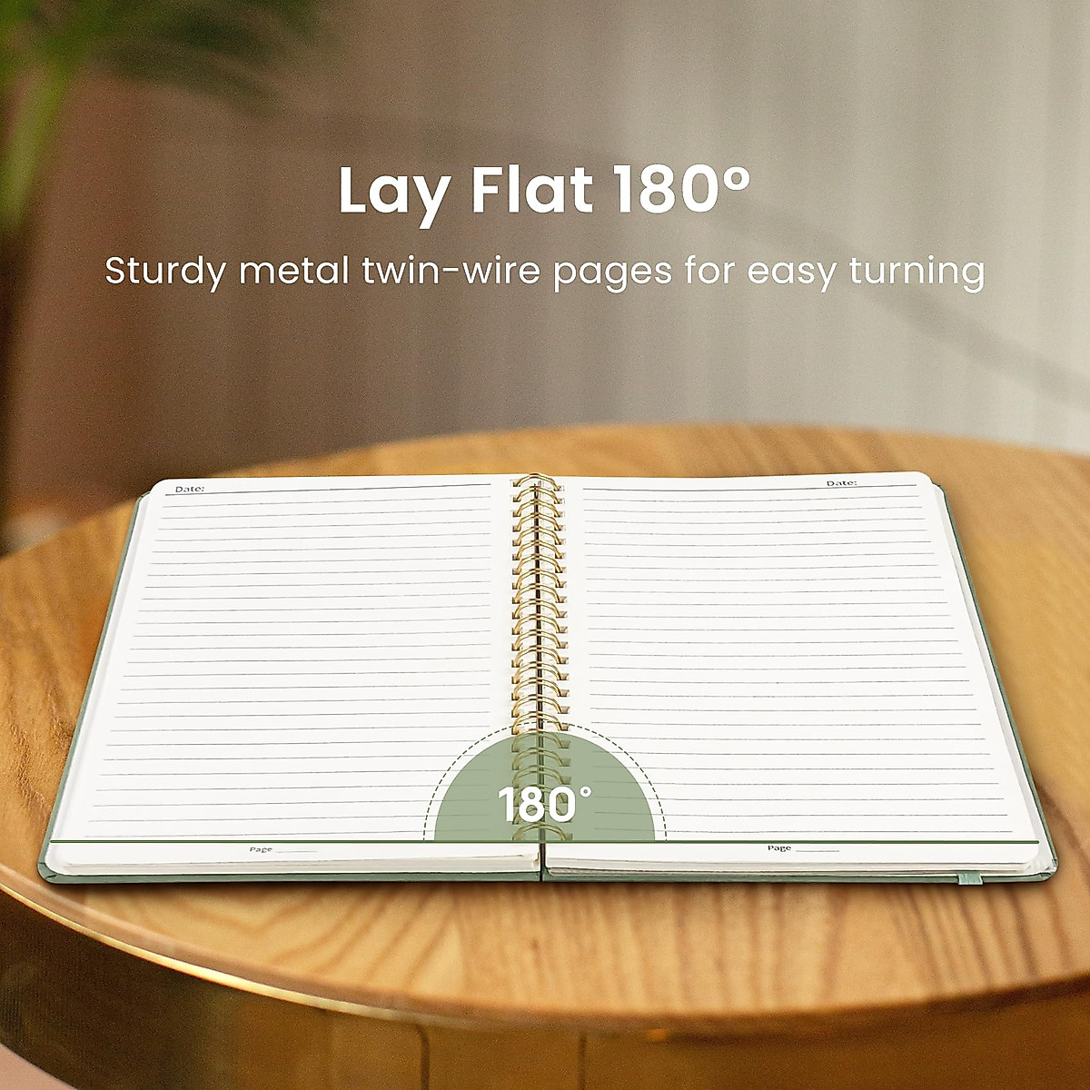 Lined Spiral Journal Notebook for Women & Men, 140 Pages, College Ruled Hardcover Notebook for Work & Note Taking, Journals for Writing, A5(6"x8") - Green