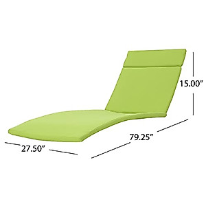Christopher Knight Home Salem Outdoor Water Resistant Chaise Lounge Cushion, Green