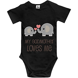 Migrater My Godmother Loves Me Funny Cute Novelty Infant One-Piece Baby Bodysuit Black, 0-6 Months