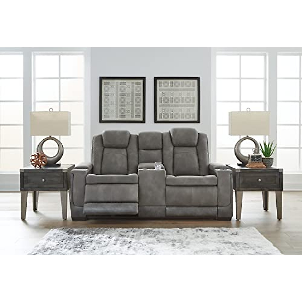 Signature Design by Ashley Next-Gen DuraPella PWR REC Loveseat/CON/ADJ HDRST, 75"W x 40"D x 43"H, Gray