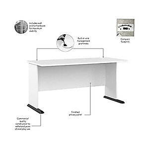Bush Business Furniture Studio A Gaming Desk, 60W, White