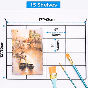 Joymaney Art Drying Rack | Mobile Metal Art Storage Rack with Removable Shelves | Art Organizer for Kids, Art Studio and Tabletop Storage, Craft Room and Desktop (15 Shelves)