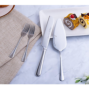 iooiluxry Cake Cutting Set for Wedding, Wedding Cake Knife and Server set Silver Cake Cutter Set and Pie Server Spatula for Wedding Anniversary Birthday Christmas Gifts (Silver)