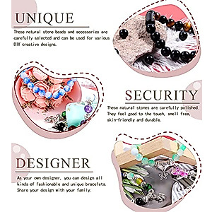 Jcutelry Gemstone Beads for Jewelry Making Kit Mixed 8mm Round Loose Stone Bead with Natural Healing Stone Pendants Resin Bear Charm Metal Spacer Bead for DIY Craft Bracelets Earring Necklace (style1)