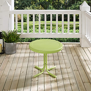 Crosley Furniture Griffith Weather Resistant Retro Metal Outdoor Side Table for Patio, Deck, Porch, Key Lime