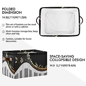 Storage Basket Cube Piano Keyboard Music Note Large Collapsible Toys Storage Box Bin Laundry Organizer for Closet Shelf Nursery Kids Bedroom,15x11x9.5 in,1 Pack