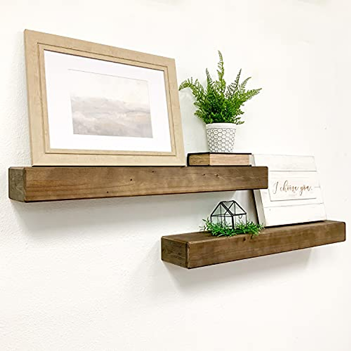 Del Hutson Designs Artisan Haute Wooden Boxed Floating Mantle Shelves (Dark Walnut, 36-inch)