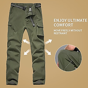 Anyanmoutn Kids Boys Fleece Lined Hiking Pants, Hiking Snow Ski Pants Boys Waterproof Winter Warm Outdoor Insulated Softshell Pants