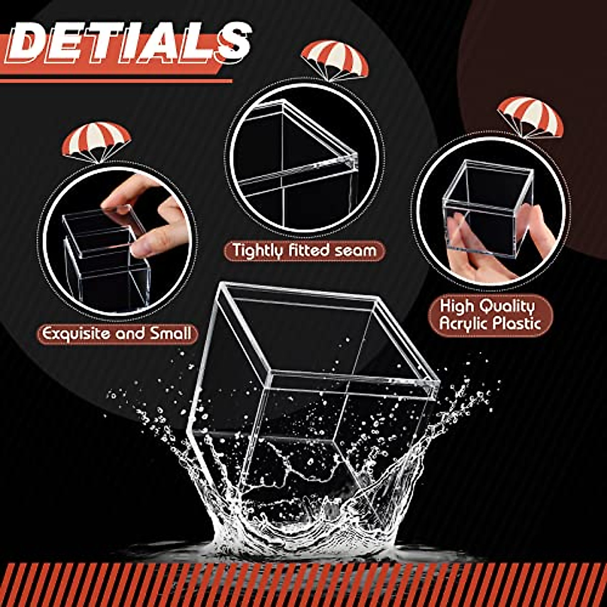 18 Pack Acrylic Boxes Clear Acrylic Cube Small Square Storage Box Acrylic Box with Lid Acrylic Display Box Stackable Small Container Clear Candy Cubes for Candy Jewelry Display (2.6 x 2.6 x 2.6 Inch)