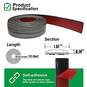 10FT Self Adhesive Vinyl Floor Transition Strip - Linoleum Peel and Stick Laminate Flooring Edge Trim for Joining Floor Carpet Tiles in Bathroom, Bedroom, Kitchen, etc. (1.57IN, Gray)