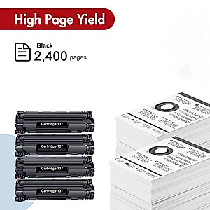 137 Toner Cartridge 4-Pack Compatible Replacement for Canon 137 Black Toner Cartridge CRG137 for ImageCLASS D570 MF232w MF242dw MF236n MF249dw MF244dw MF247dw MF227dw MF229dw Printer Toner