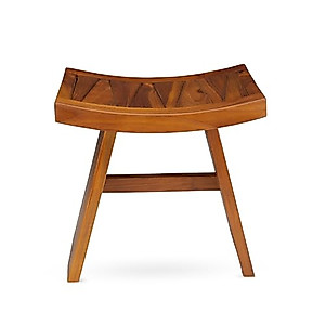 TeakCraft Teak Shower Bench Stool for Bath & Spa (Fully Assembled), 18 inch, Shower Stool, The Tori