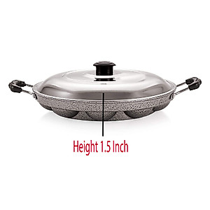 DBY Appam Pan Non Stick Appam Patra 12 Pits Appam Maker Appam Patra Paniyaram Pancake Pastry Pan Appachetty with 2 Side Handle And Stainless Steel Lid