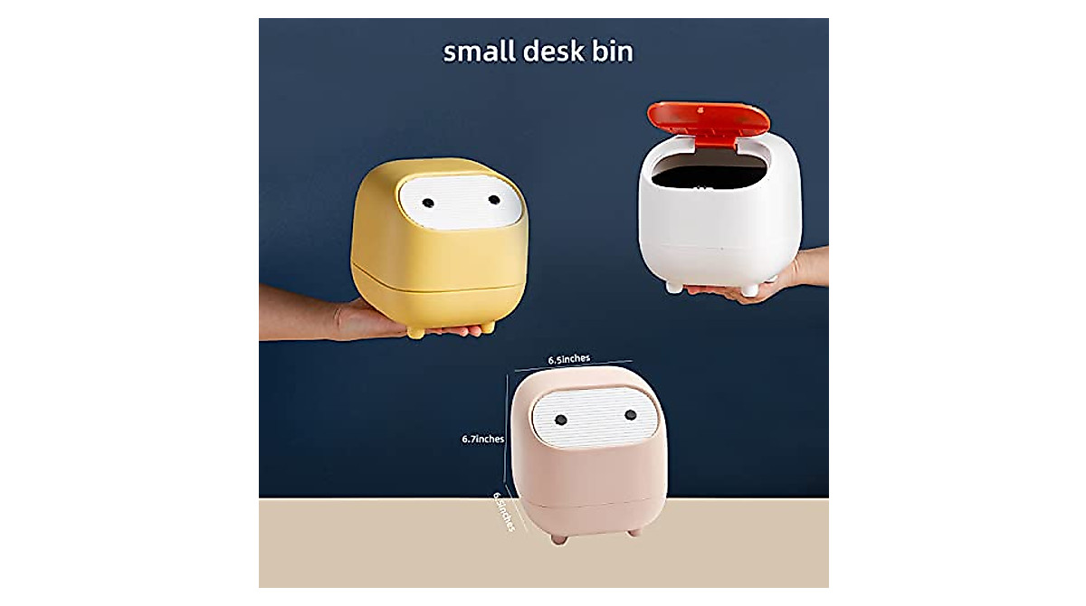 Cute Mini Ninja Desktop Trash Can - Space-Saving Office & Bedroom Bin