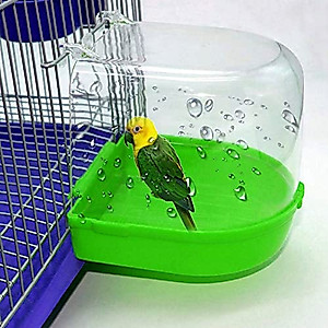 Hiborth Pet Bird Parrot Transparent Bathing Tub Bathtub Shower Box Hanging Cage Decor [Shipped from US]