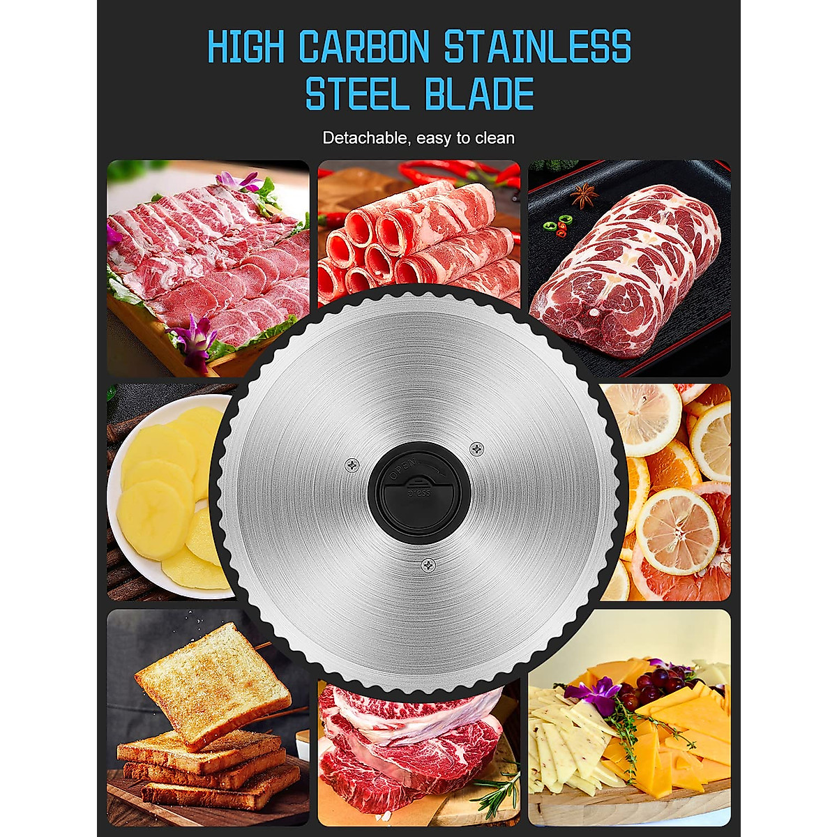 Meat Slicer,TOKASS Electric Deli Food Slicer with Removable 7.5’’ Stainless Steel Blade, Adjustable Thickness Meat Slicer for Home Use, Child Lock Protection, Easy to Clean, Food Slicer Machine-Silver