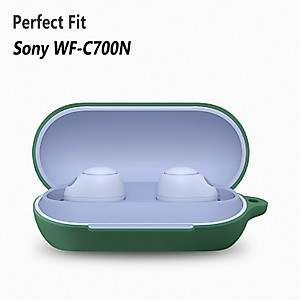 Geiomoo Silicone Case for Sony WF-C700N, Protective Cover with Carabiner (Emerald Green)