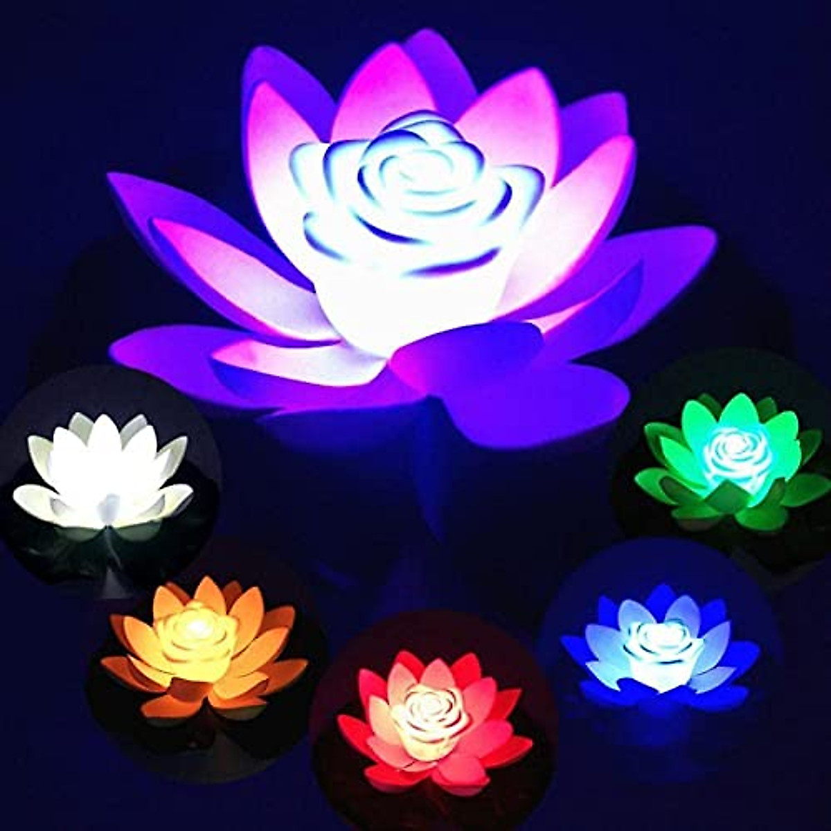 6 PC Lamp LED Floating Flower Lamps Lamps On Water Decoration Pool Decoration Swimming Garden Light Water Fountain