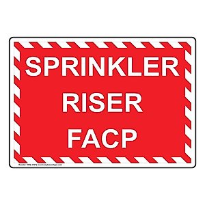 ComplianceSigns.com Sprinkler Riser Facp Safety Sign, 10x7 inch Plastic for Fire Safety/Equipment