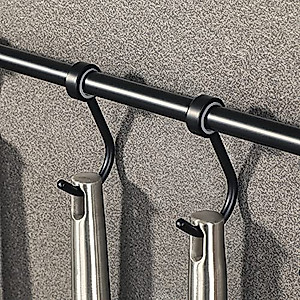 Alise 22 Inch Towel Bar Towel Rail Holder with 5 Adjustable Hooks Coat Rack Kitchen Tool and Utensil Rack for Bathroom Kitchen Wall Mount,SUS 304 Stainless Steel Matte Black