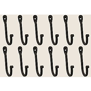 Colonial Tin Works Vintage Hand Forged Iron Classic Early American Plain Hook Black Set of 12 (Set of 12)
